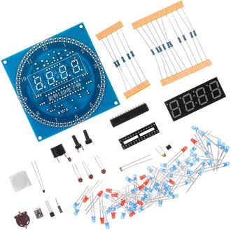 BESPORTBLE Digitaler Selbstgemacht Uhrbausatz mit Drehbarem LED Display Elektronische Uhr mit 360° Ablesewinkel und Präziser Zeitmessung für Elektronik Lötübunge
