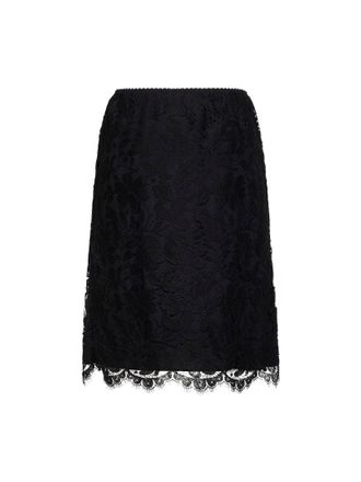 Chlo&eacute; Womens Black Floral Lace Straight Skirt Cotton