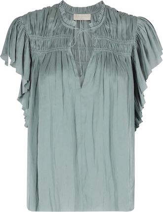 Ulla Johnson Femme, Blouses et Chemises, Bleu, Taille: 48 FR Agosta Flutter Sleeve Top