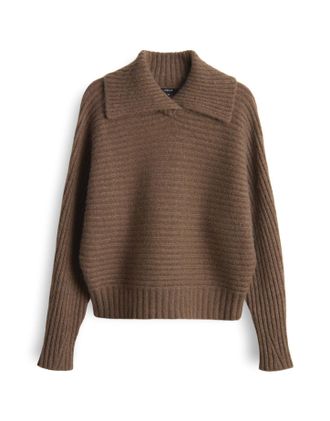 OPUS Damen Pullover | PURIKA Regular Rippstrickpullover mit Fledermaus&auml;rmeln Cocoa, 34