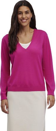 Falke Damen Pullover Basic New Merino V-Neck W Pu Wolle elegant klassisch f&uuml;r Business und Freizeit mit V-Ausschnitt 1 St&uuml;ck, Rosa Gloss 8550, S