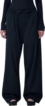 Christophe Lemaire Femme, Pantalons, Noir, Taille: 34 FR Pantalon en satin de coton &agrave; cordon