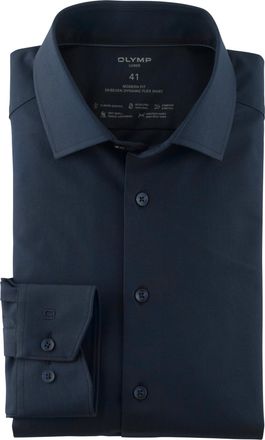 Olymp Herren Oberhemd Langarm Luxor.24.Seven,Twill,modern fit,Global Kent,Marine 18,39