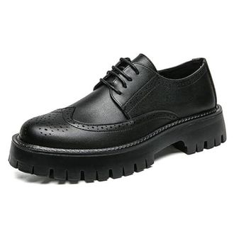 Generic Chaussures habill&eacute;es pour Hommes en Cuir de Type Brogue &agrave; Lacets, Bout Rond, Basses, pour Affaires,Noir,44 EU