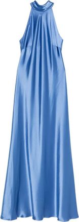 Talbot Runhof robe en satin à dos-nu - Bleu