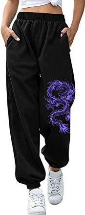 Generic Pantalon d&eacute;contract&eacute; &agrave; jambes larges pour femme - Pantalon habill&eacute; fluide imprim&eacute; pour les loisirs et le sport | Styles unis et &agrave; motifs, violet, XXL