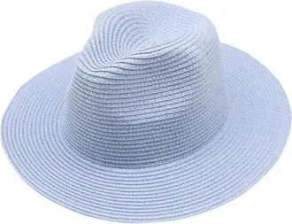Generic Chapeau Fedora Panama unisexe pliable - Chapeau de soleil en paille réglable à large bord pour homme et femme, casquette de plage pliable pour voyage,