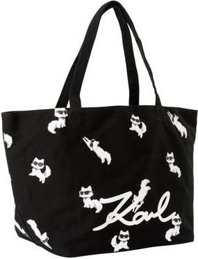 Karl Lagerfeld Tote bag imprim&eacute; chat en coton