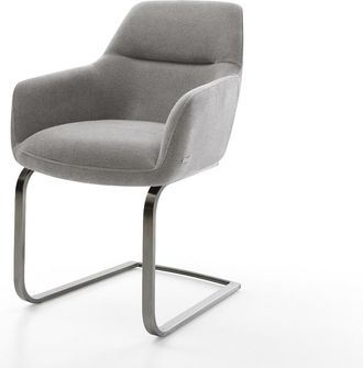 DELIFE Freischwinger Pejo-Flex Strukturstoff Soft Grau Freischwinger flach Graphit Taschenfederkern, Esszimmerst&uuml;hle