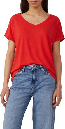 QS by s.Oliver Locker geschnittenes T-Shirt aus Leinenmix