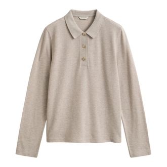 GANT Piqu&eacute; Polo Langarmshirt - - Tops - Damen - Beige - M