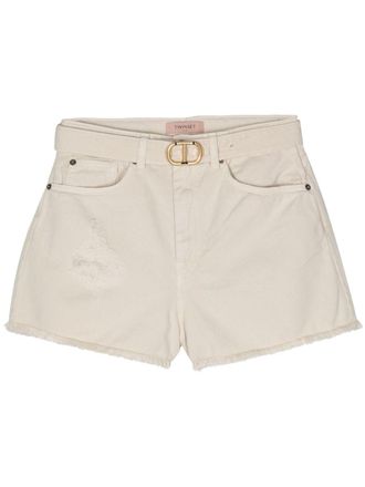 Twin-Set short en jean à bords francs - Tons neutres