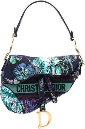 Dior Hobo Bags - Canvas Embroidered Floral Saddle Bag - Gr. unisize - in Blau - f&uuml;r Damen