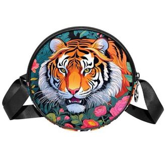 Generic Petit sac &agrave; bandouli&egrave;re circulaire pour femme, petit sac &agrave; bandouli&egrave;re avec fermeture &eacute;clair, bretelles r&eacute;glables, sac &agrave; main rond d&eacute;contract&eacute; pour fe