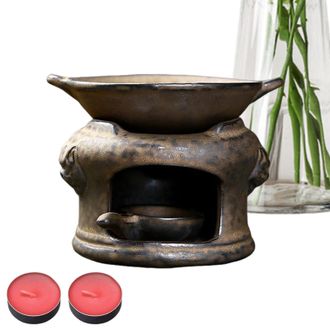 Generico Aromatherapie-Herd, mit 2 Kerzen, multifunktionaler Keramik-Diffusor, f&uuml;r Zen-R&auml;ucherst&auml;bchen, f&uuml;r Yoga-Raum, Zuhause, B&uuml;ro, Schreibtisch, Schlafzimme