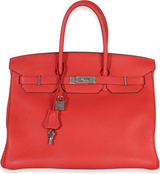 Herm&egrave;s Herm&egrave;s Togo Birkin 35 PHW Rouge Casaque
