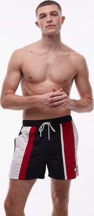 Tommy Hilfiger Badeshorts in Marineblau und Rot mit Colourblock-Design und Kordelzug