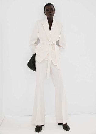 Mango Pantalon de costume taille haute vanille - Femme - 34 - MANGO