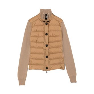 Moncler Gesteppte Strickjacke aus Wollmischgewebe - - Jackets - Damen - Beige - M