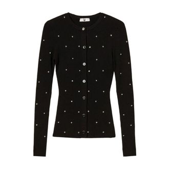 Twinset Femme, Pulls, Noir, Taille: 42 FR Pull noir à cristaux décoratifs