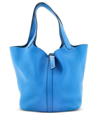 Herm&egrave;s Picotin Lock Bag Clemence MM bucket bag - Blau