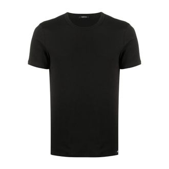 Tom Ford Schwarzes Baumwoll-Kurzarm-Crew-Neck-T-Shirt - - Tops - Herren - Schwarzk - M