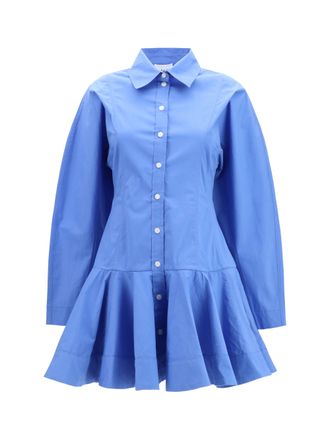 Ganni Womens Cotton Shirt Dress With Balloon Skirt Marina