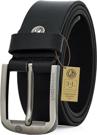 Lindenmann Ceinture en cuir pour homme, ceinture en cuir pleine fleur pour jeans, noir, Farbe/Color:noir, Size US/EU