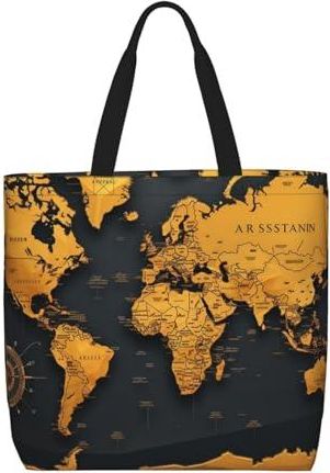 Generic Carte Du Monde 1 Sac Courses D&eacute;contract&eacute; Sacs De Courses R&eacute;utilisable Sac Fourre-Tout Pour Quotidienne Universit&eacute; Travail