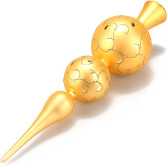 Com-Four Weihnachtsbaumspitze gl&auml;nzend - Christbaumspitze aus Glas f&uuml;r Weihnachten - Tannenbaumspitze dekoriert f&uuml;r den Christbaum (31cm - Inkagold Doppelkugel