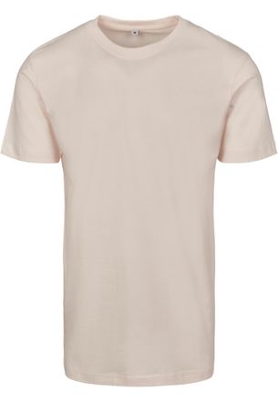 Build Your Brand Herren T-Shirt Round Neck, M&auml;nner Basic T-Shirt mit Rundhalsausschnit, Regular Fit, Baumwolle, Pink marshmallow, S