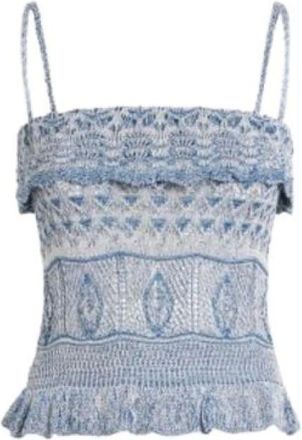 Etro Femme, Tops, Bleu, Taille: 38 FR Top en coton crochet&eacute;