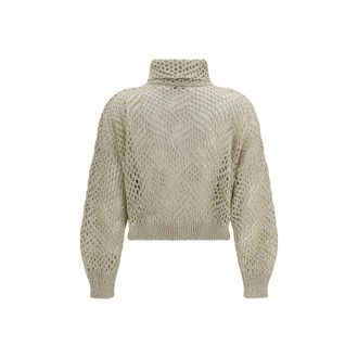 Brunello Cucinelli Open-Knit Linen Cardigan - Beige