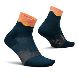 Feetures Trail Max Cushion Quarter Chaussettes de course pour homme et femme &Eacute;vacuation de lhumidit&eacute;, Bleu marine, X-Large