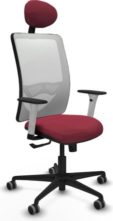 Piqueras y Crespo B&uuml;rostuhl Zulema mit wei&szlig;en und schwarzen Armlehnen, h&ouml;henverstellbare Lendenwirbelst&uuml;tze und festes Kopfteil, ausgestattet mit 3 Positionen, Wei&szlig;/Gra