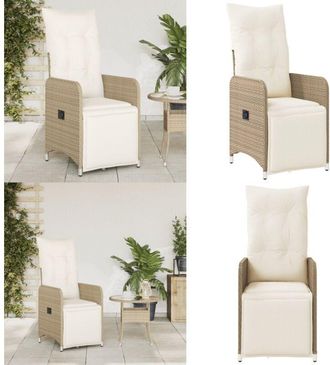 vidaXL Vidaxl - Gartensessel mit Kissen Verstellbar Beige Poly Rattan - Gartenstuhl - Relaxsessel - Loungesessel - Outdoor Sessel - Rattan Stuhl - Home &
