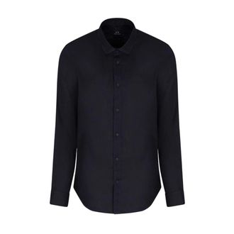 A|X Armani Exchange Klassisches Leinenhemd Minimalistisches Design - - Shirts - Herren - Blau - M