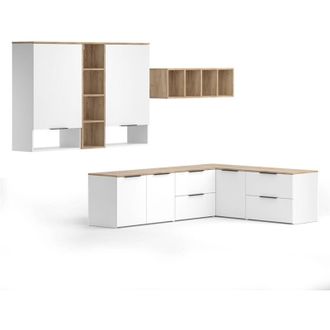 Vicco Meuble-paroi Wido, Blanc/Sonoma, 9 pi&egrave;ces