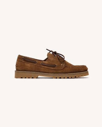 Faguo Chaussures bateau en su&egrave;de camel