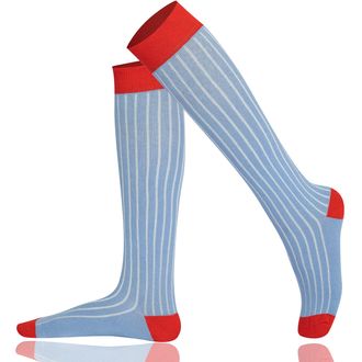 MySocks Mysocsk Unisex gerippte Kniestrümpfe Blau Rot