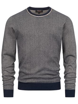 Indicode Hommes INPallboy Knit Sweater | Pull en Tricot Fin en 100% Coton Navy M