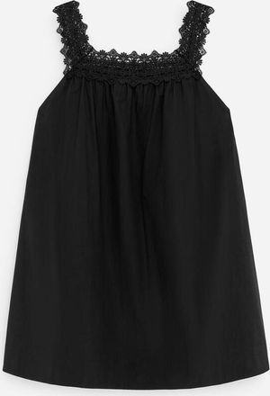 Arket Baumwollkleid Mit Spitzenbesatz -Schwarz
