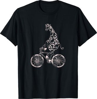 Seembo Giraffe Radfahren Fahrrad Lustig Biker Animal Biking Cool Bike T-Shirt