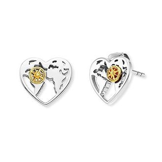 Engelsrufer Boucles doreilles Aloha pour femme en argent sterling avec carte du monde et rose des vents bicolore - sans nickel, 10mm, Argent sterling, Pas de gemm