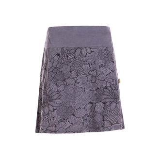 vishes kurzer Damenrock mit Blumen-Spitze in grau I Gr&ouml;&szlig;e 2XL (42-44) I Handgefertigt aus 100% Baumwolle I Rock mit Taschen I F&uuml;r warme & kalte Monate I Nach