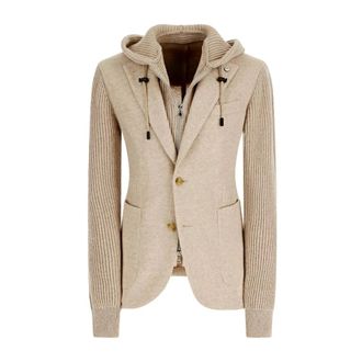 L.B.M. 1911 Beige Abnehmbare Kapuze Wolljacke - - Jackets - Herren - Beige - L