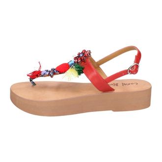 Coral Blue Femme, Chaussures, Multicolore, Taille: 41 EU Sandales en Cuir pour Femmes Style Confort