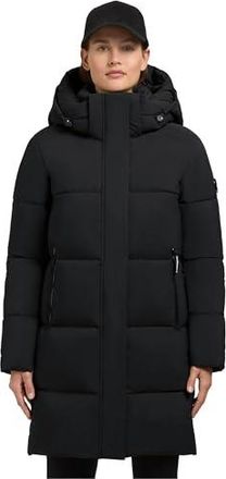 Khujo Manteau long et chaud pour femme avec capuche amovible et bande de protection magn&eacute;tique Haya Mat-YM XS &agrave; XXL, Noir, XL