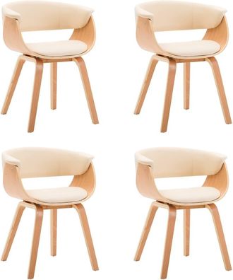 vidaXL Vidaxl - Sedie Da Pranzo 4 Pz In Legno Curvato E Similpelle Crema