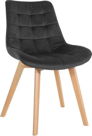 Clp Stuhl Brook I Esszimmerstuhl Mit Steppmuster Auf Samt Bezug I Vierfußgestell Aus Holz, Farbe:schwarz